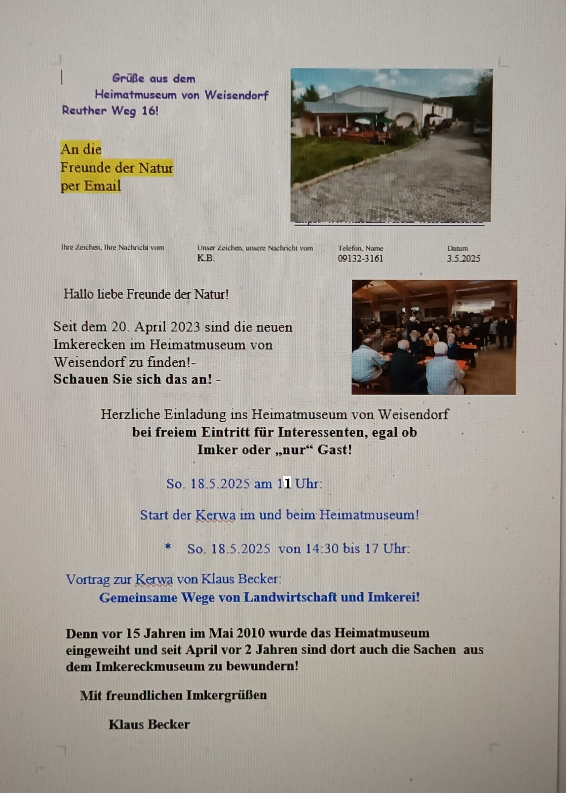 Internationaler Museumstag 2025 - Heimatverein Weisendorf